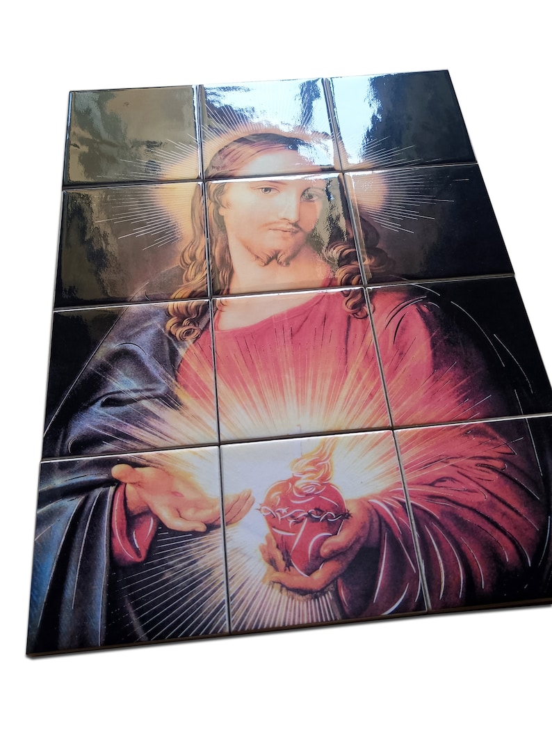 Sacred Heart of Jesus Tile Mural: Catholic Wall Art, Pompeo Batoni ...