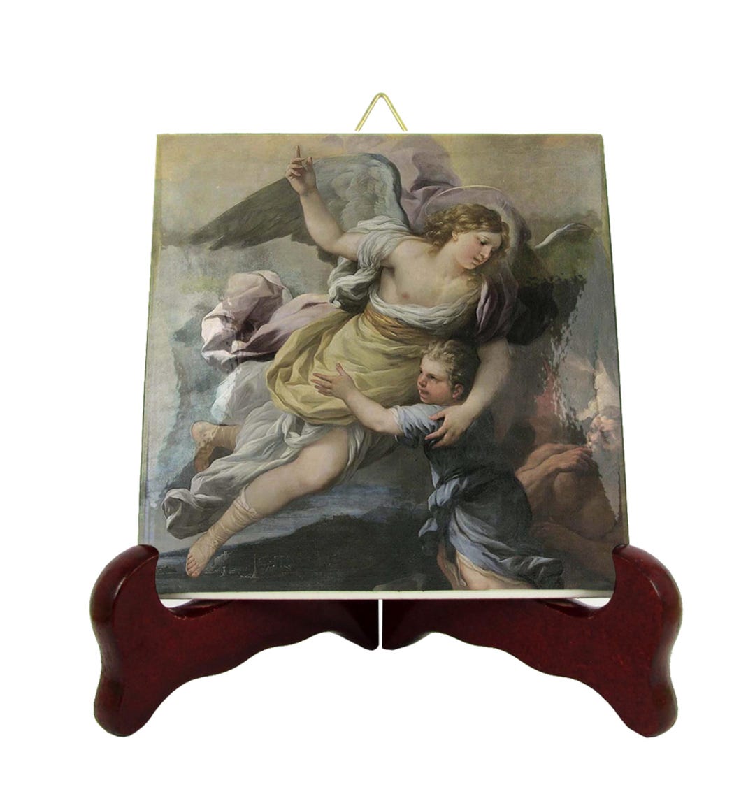 Guardian Angel Ceramic Tile: Baptism Gift, Catholic Art - Etsy