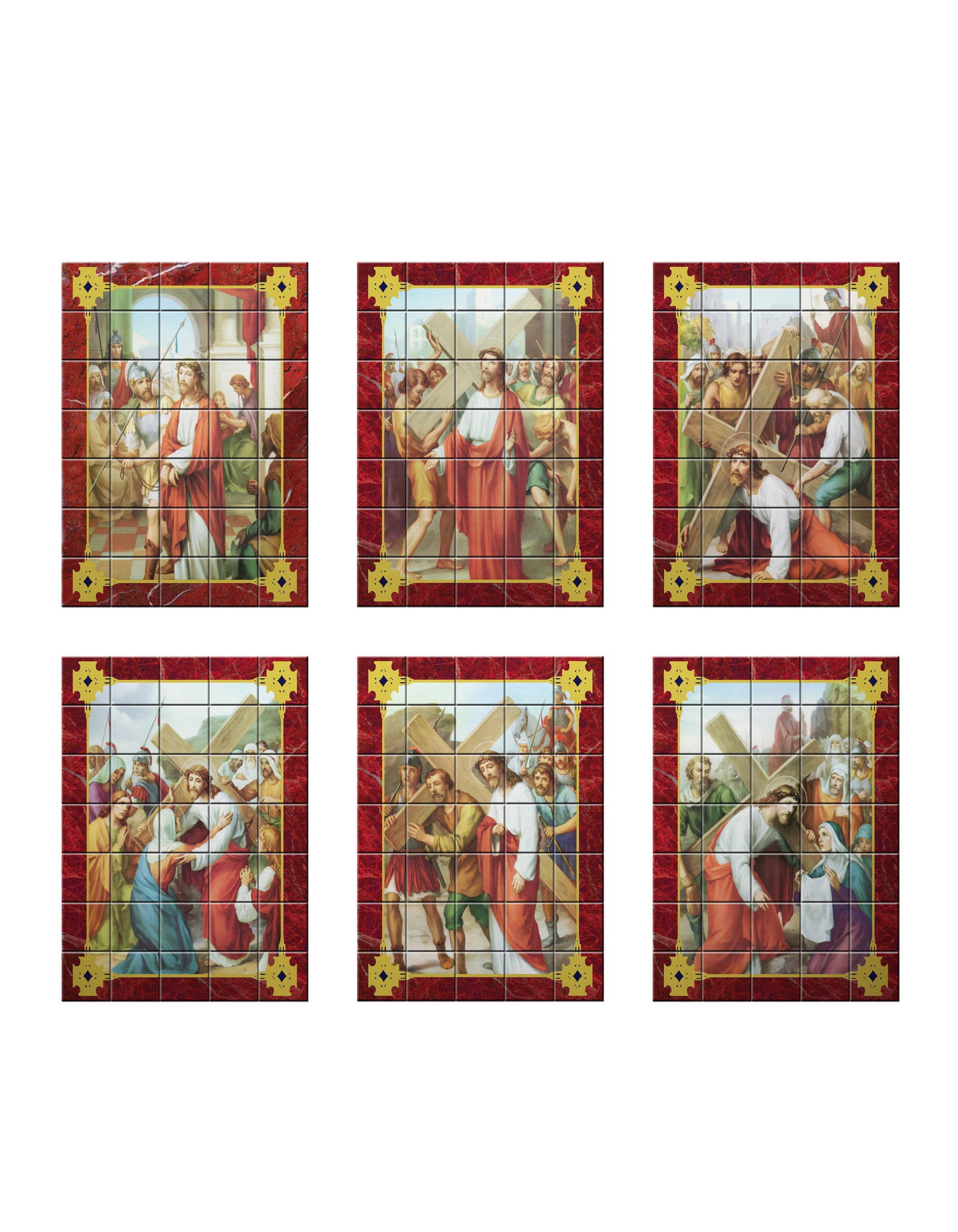 Stations of the Cross Tile Mural: Catholic Religious Wall Art - Etsy