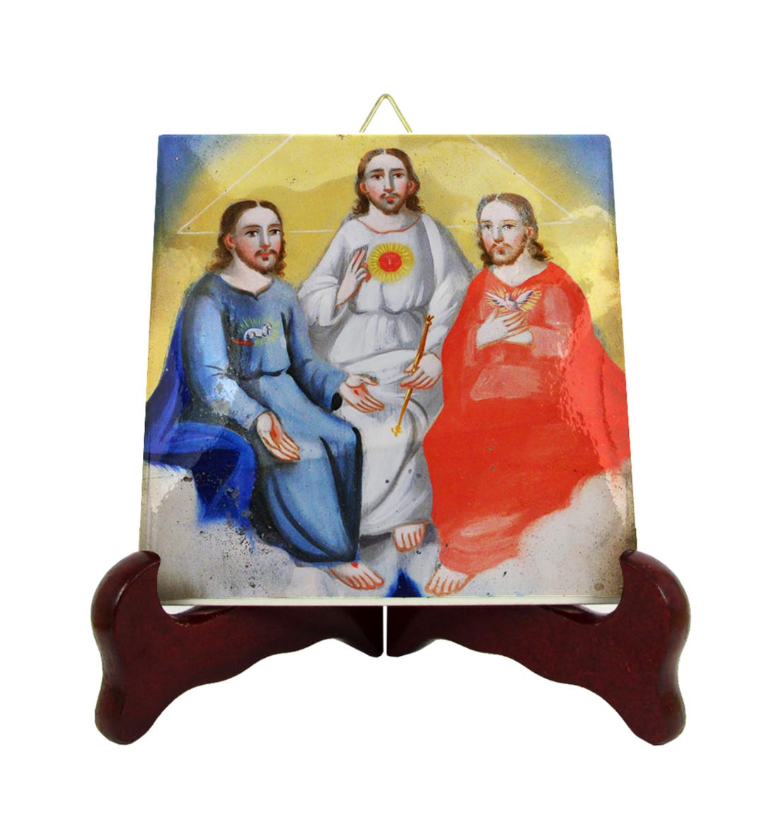 Handmade Holy Trinity Tile: Mexican Retablo Religious Icon - Etsy