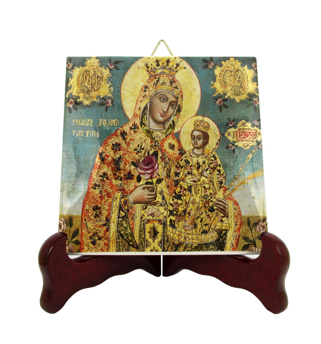 Virgin Mary Unfading Flower Tile: Handmade Religious Icon Art - Etsy