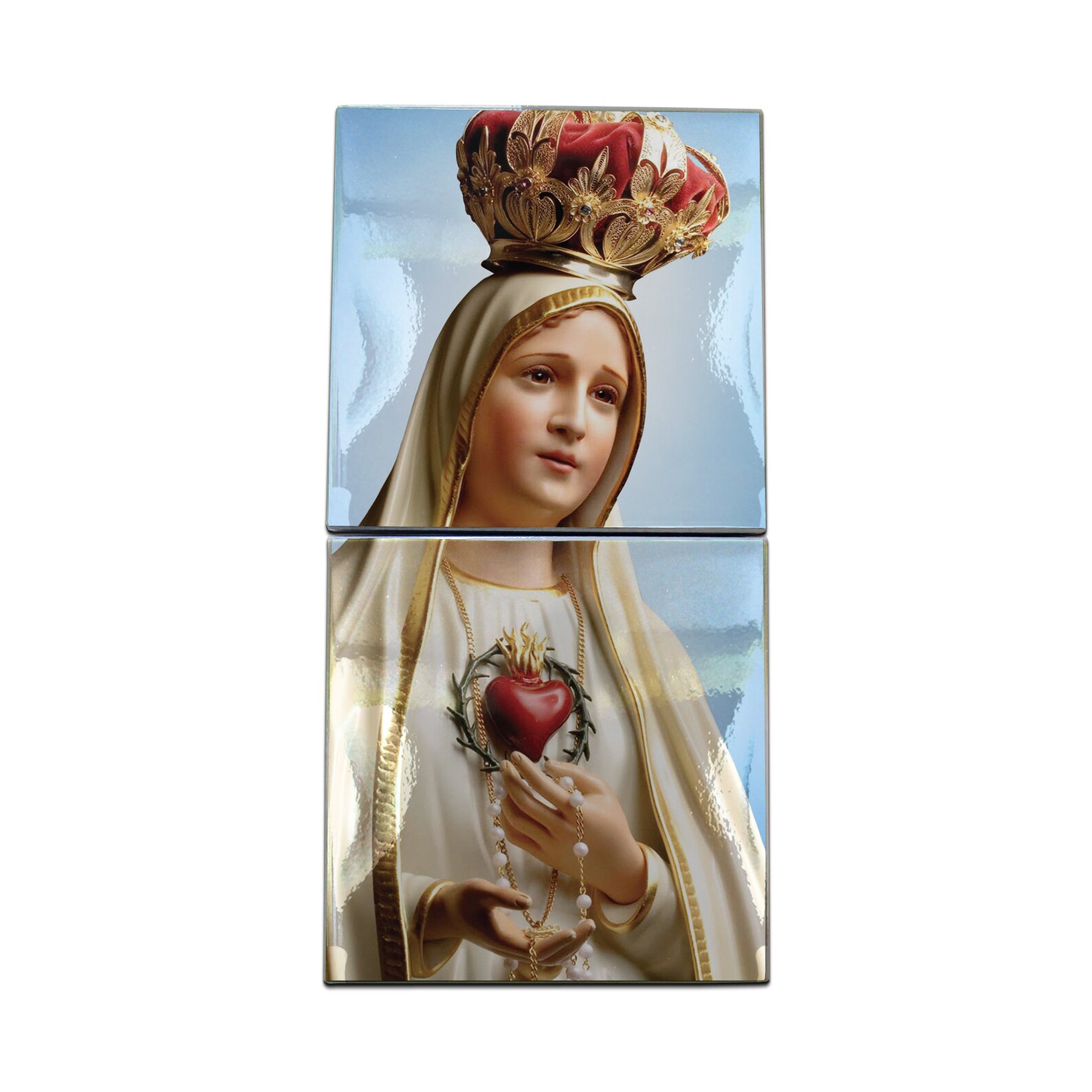 Holy Art - Our Lady of Fatima - Ceramic and Wood Icon - Religious Gifts ...