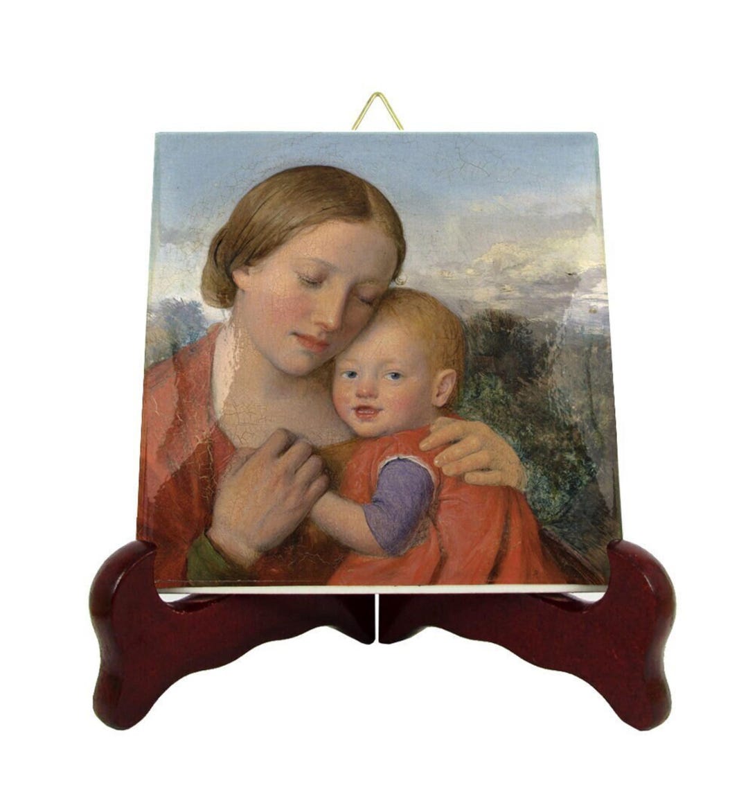 Handcrafted Virgin Mary & Child Jesus Tile Icon: Religious Gift - Etsy