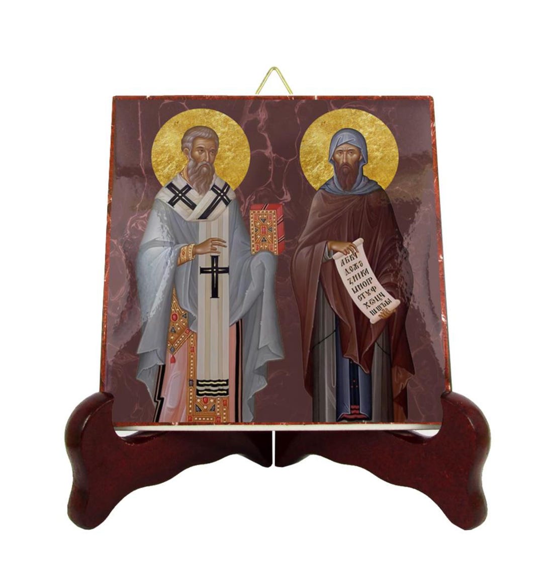 Saints Cyril and Methodius Icon on Ceramic Tile - Handmade Orthodox ...