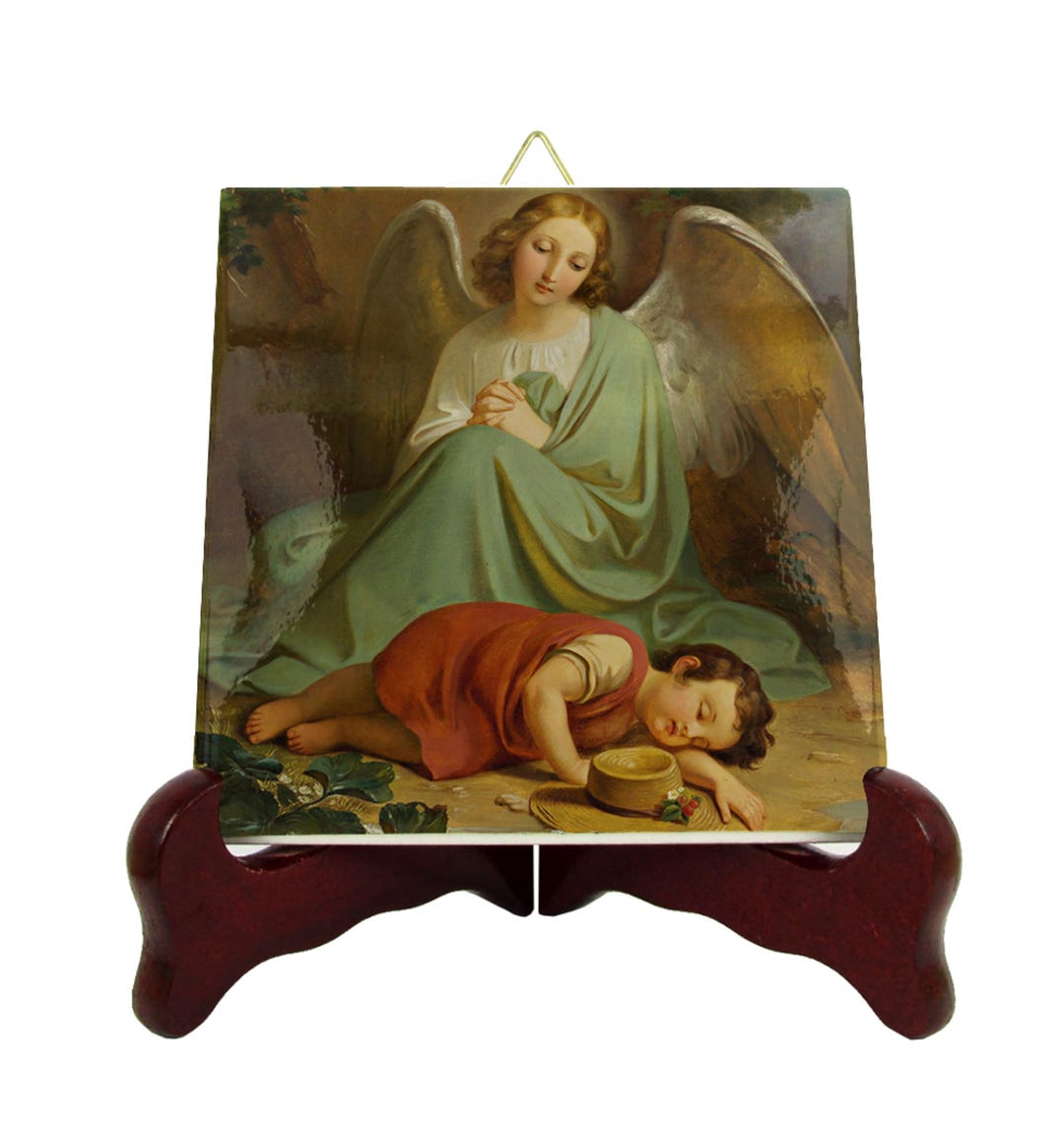 Handmade Guardian Angel Ceramic Tile: Italian Religious Art - Etsy