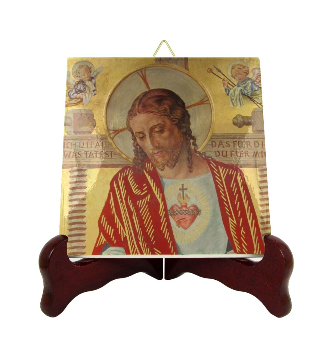 Sacred Heart of Jesus - Catholic Art - Ceramic Icon - Religious Gifts ...
