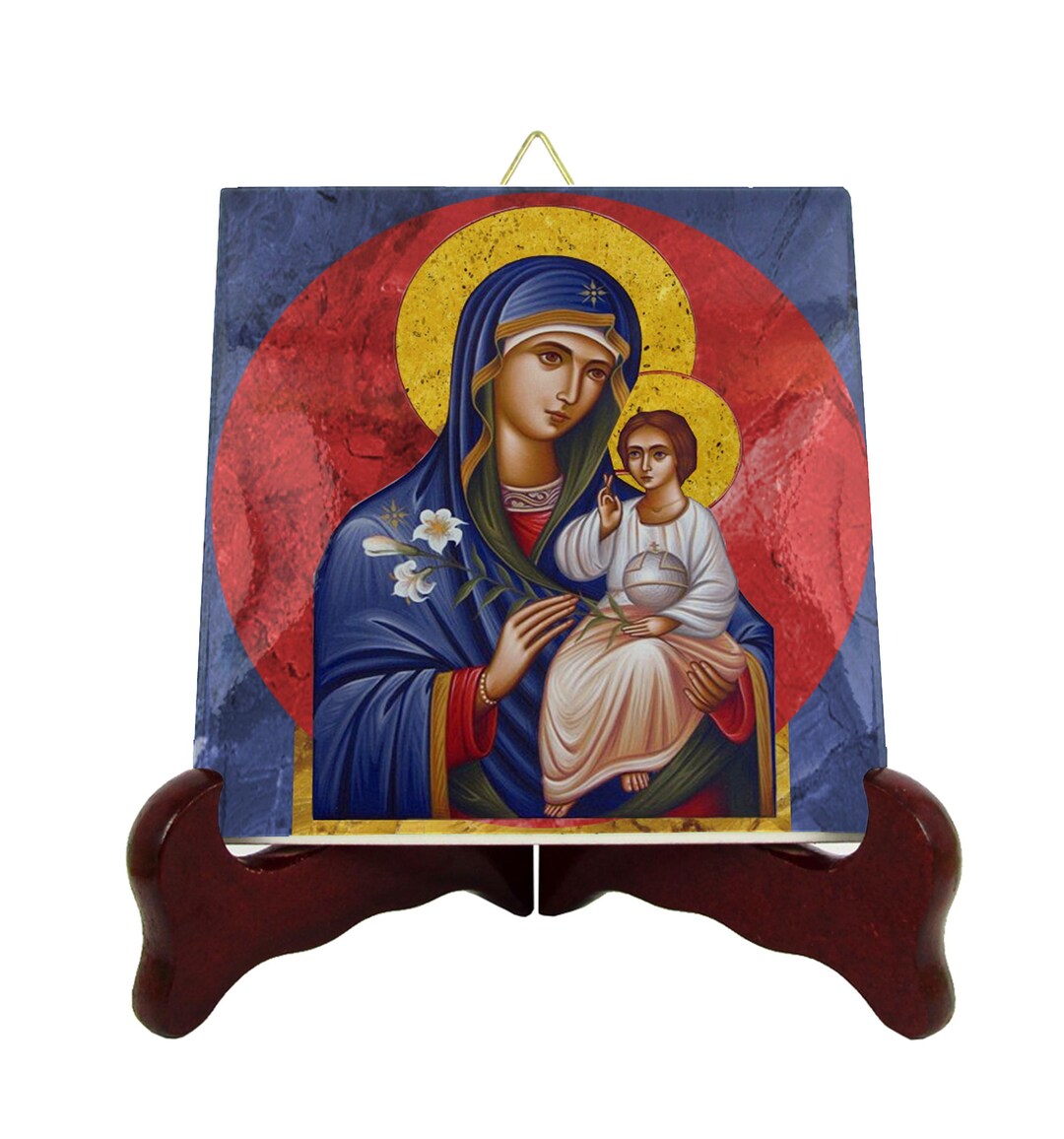 Virgin Mary Ceramic Tile Icon: Unfading Flower, Catholic Art - Etsy