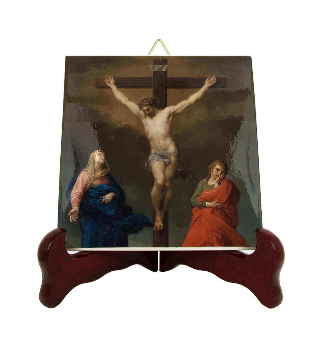 Crucifixion Ceramic Tile: Jesus on the Cross, Christian Icon, Made in ...