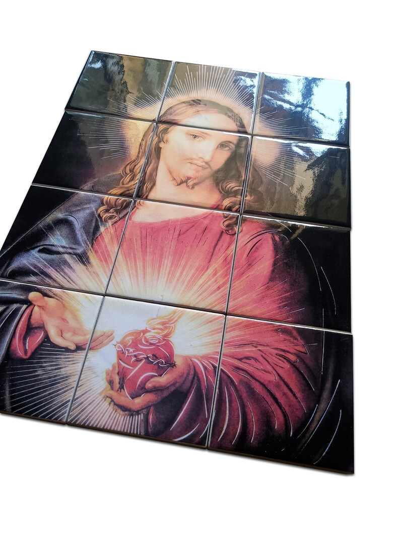 Sacred Heart of Jesus Tile Mural: Catholic Wall Art, Pompeo Batoni ...
