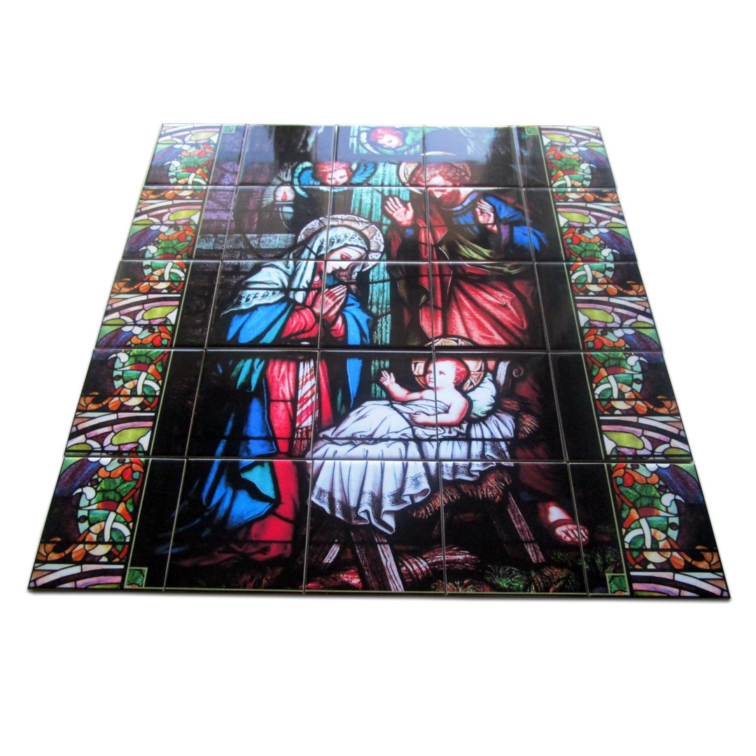 Nativity of Jesus Tile Mural: Handmade Religious Wall Art - Etsy