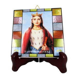 Saint Dymphna Icon on Ceramic Tile St Dymphna Icon Handmade in Italy ...