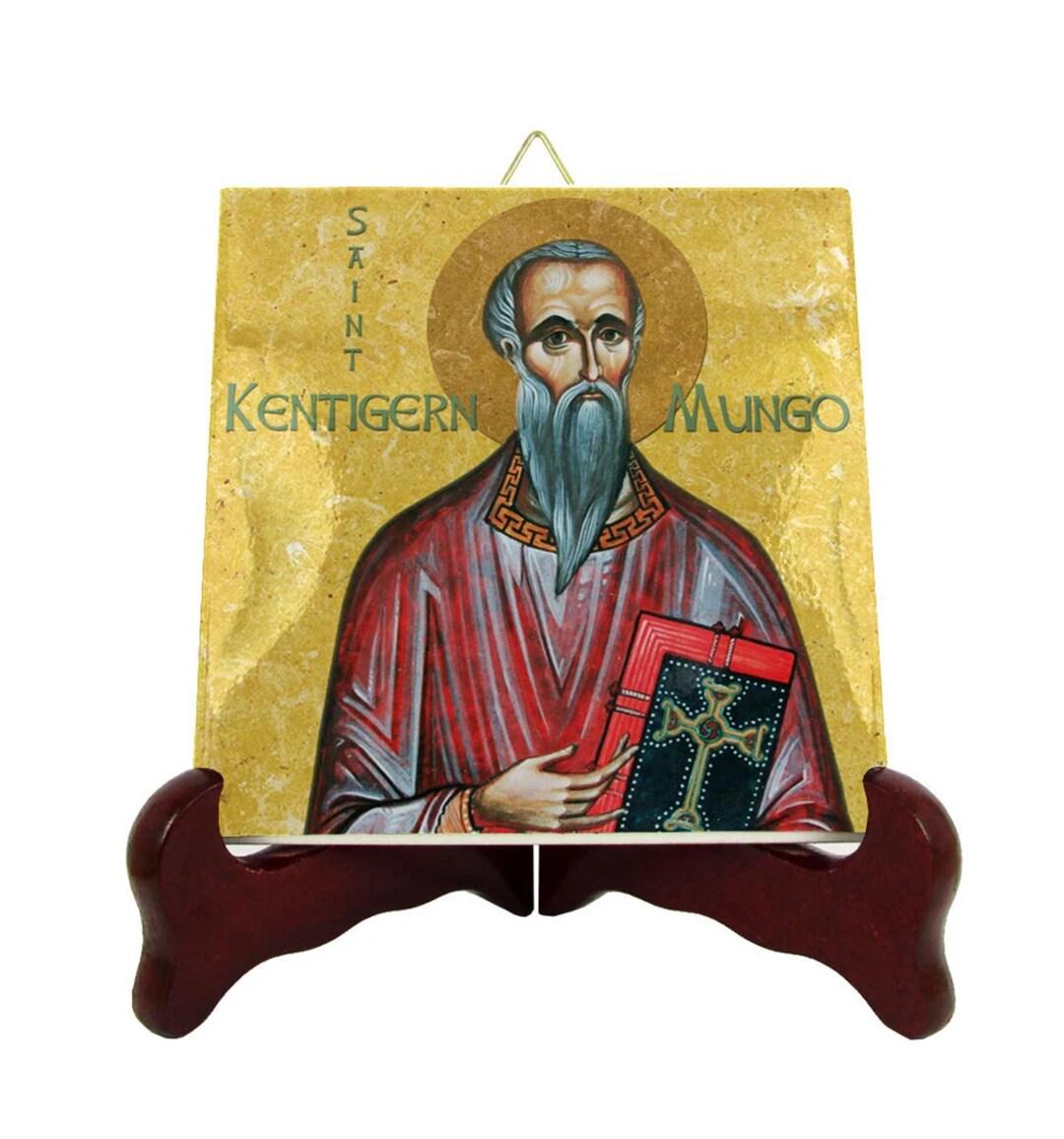 Saint Mungo of Glasgow Icon: Handmade Catholic Tile, Confirmation Gift ...