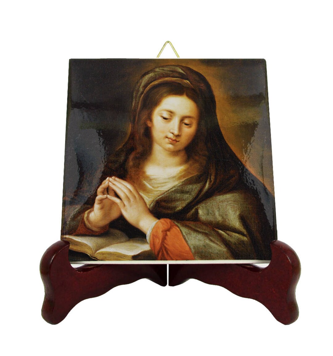 Madonna in Prayer Devotional Icon on Tile Catholic Gift - Etsy