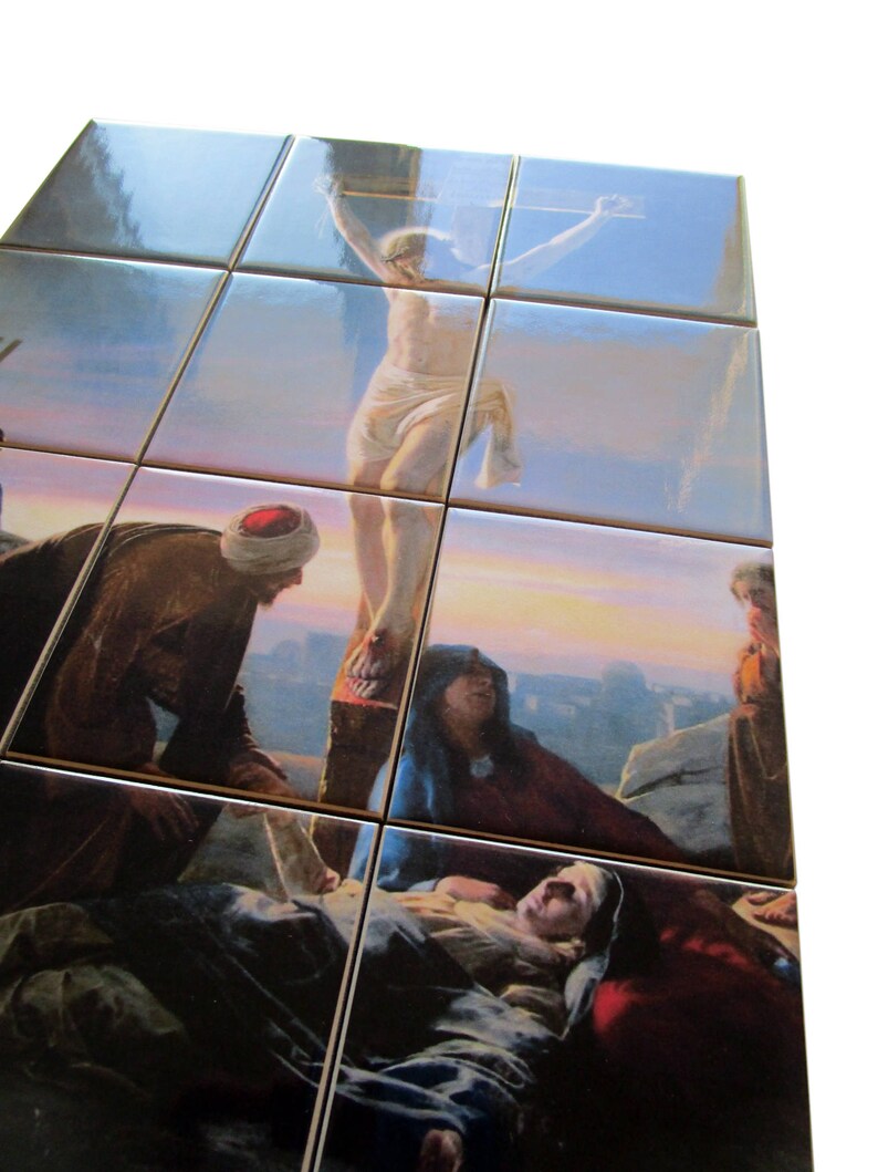 Christ on the Cross Crucifixion tile mural made in Italy - Etsy Italia