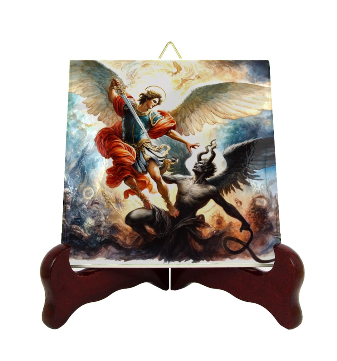 St Michael Archangel Ceramic Tile: Catholic Icon Art - Etsy