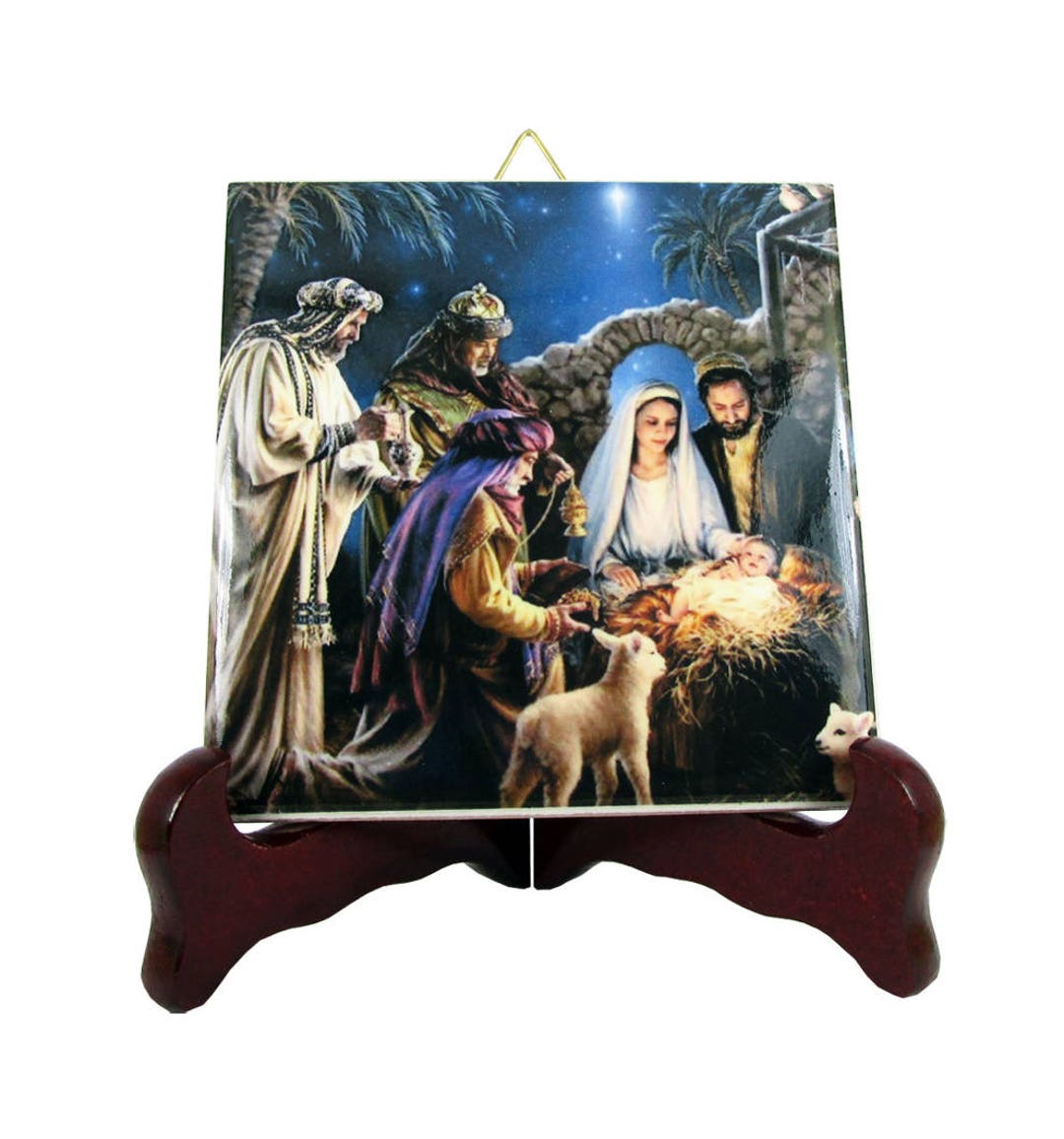 Nativity of Jesus Ceramic Tile: Holy Family Art, Handmade in Italy - Etsy