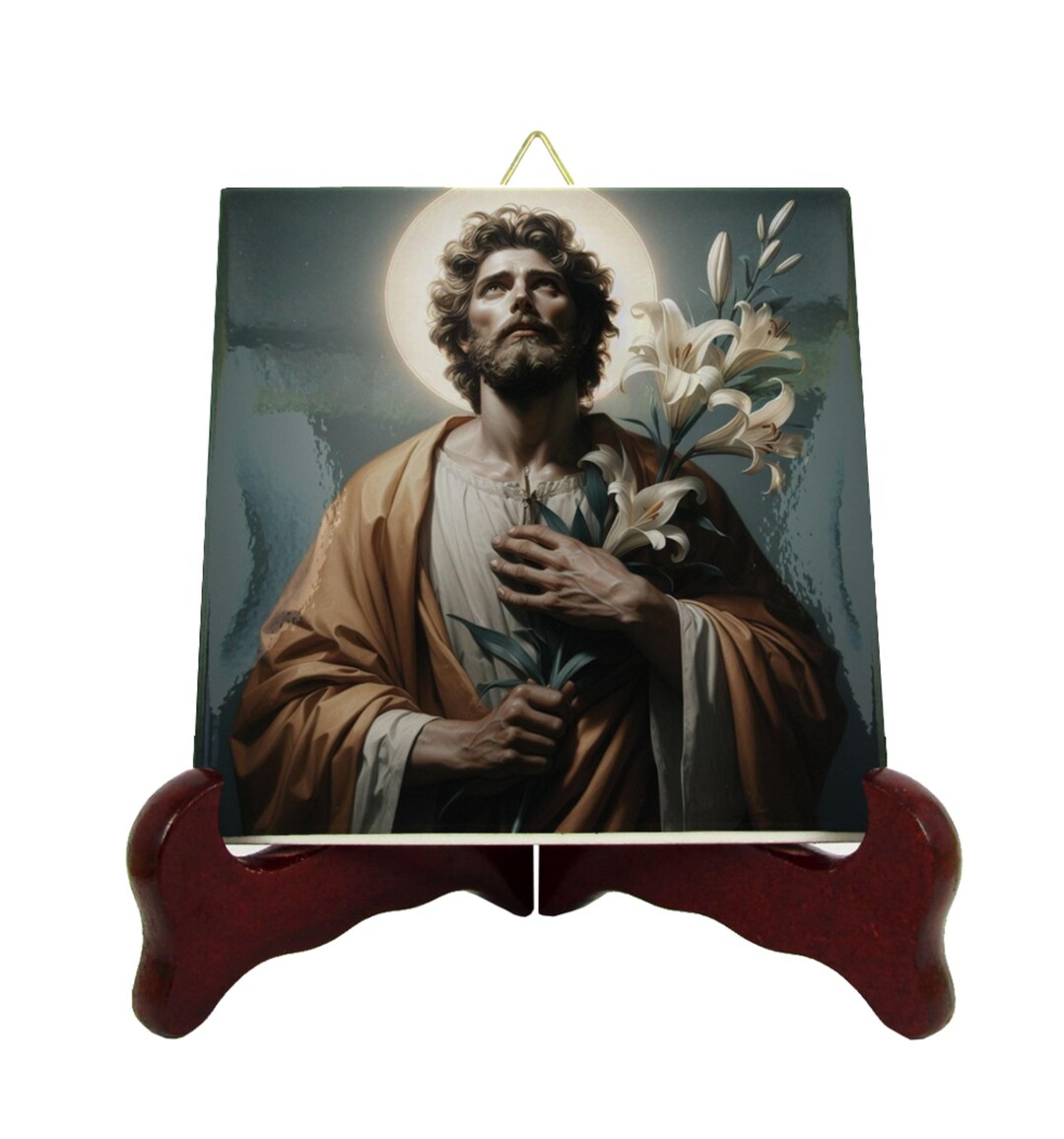 Saint Joseph - Christian Icon on Tile - Religious Gifts - St Joseph ...