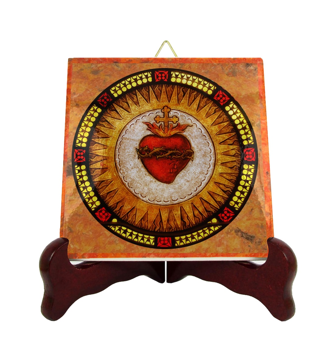 Sacred Heart Ceramic Tile: Handmade Italian Catholic Art - Etsy