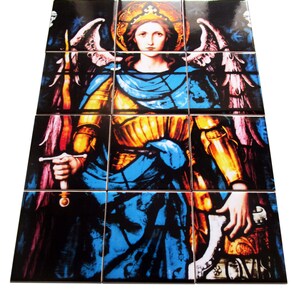 Saint Michael Archangel Tile Mural: Handmade Christian Mosaic Wall Art ...