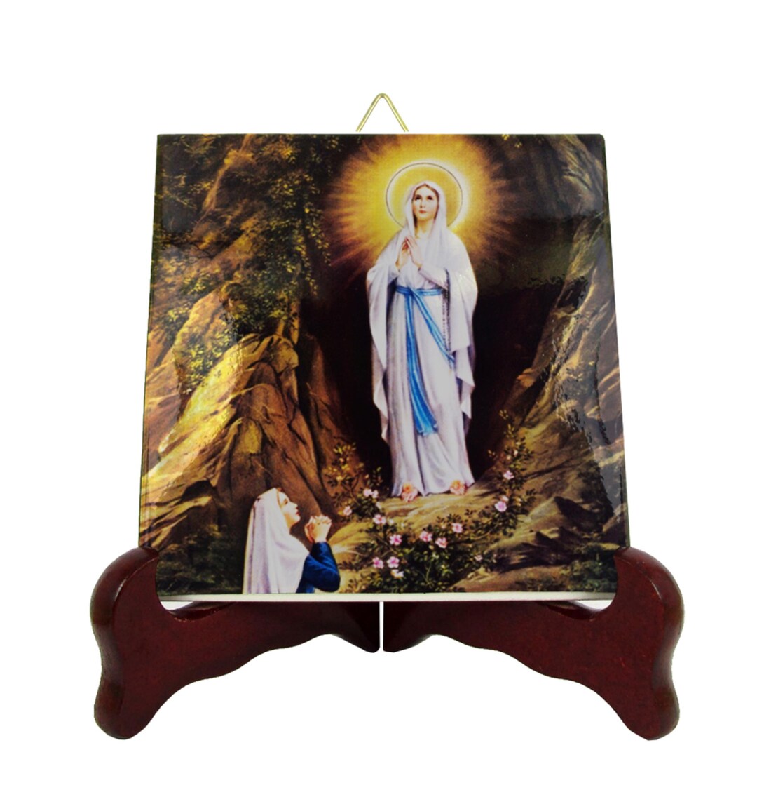 Our Lady of Lourdes Catholic Icon: Handmade Ceramic Tile Art - Etsy