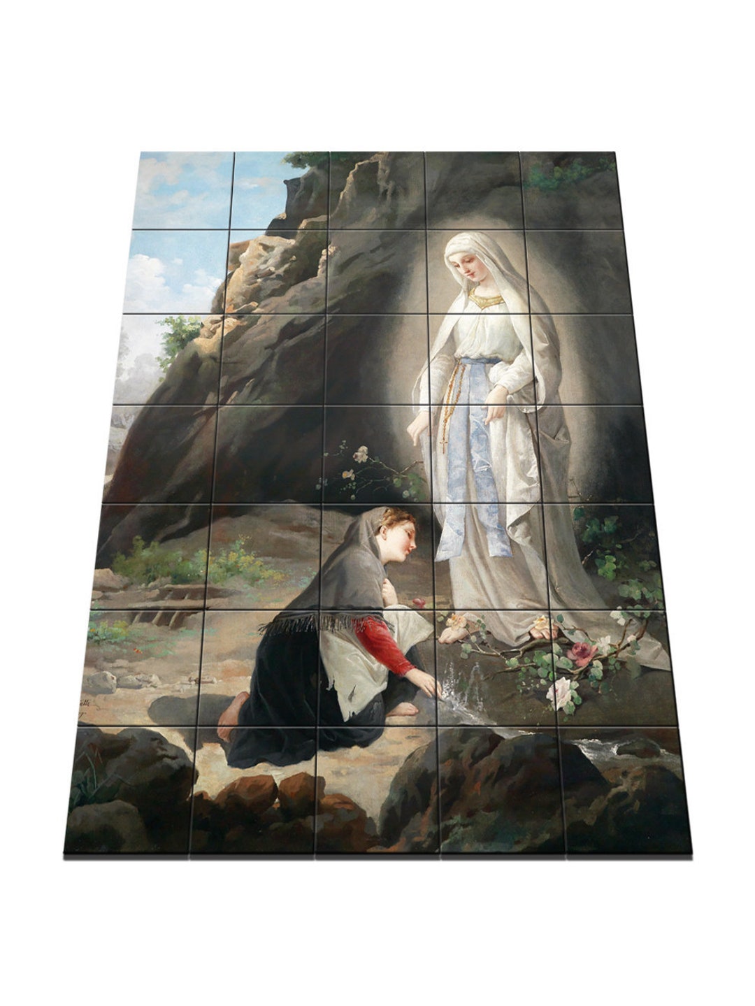 Our Lady of Lourdes Tile Mural: Catholic Religious Wall Art - Etsy