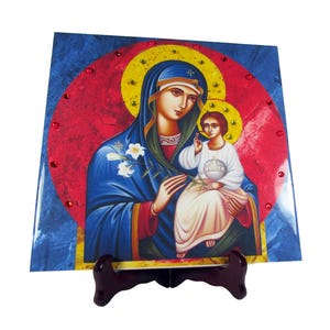 Christian Icon Our Lady Unfading Flower Religious Icon on Tile Virgin ...