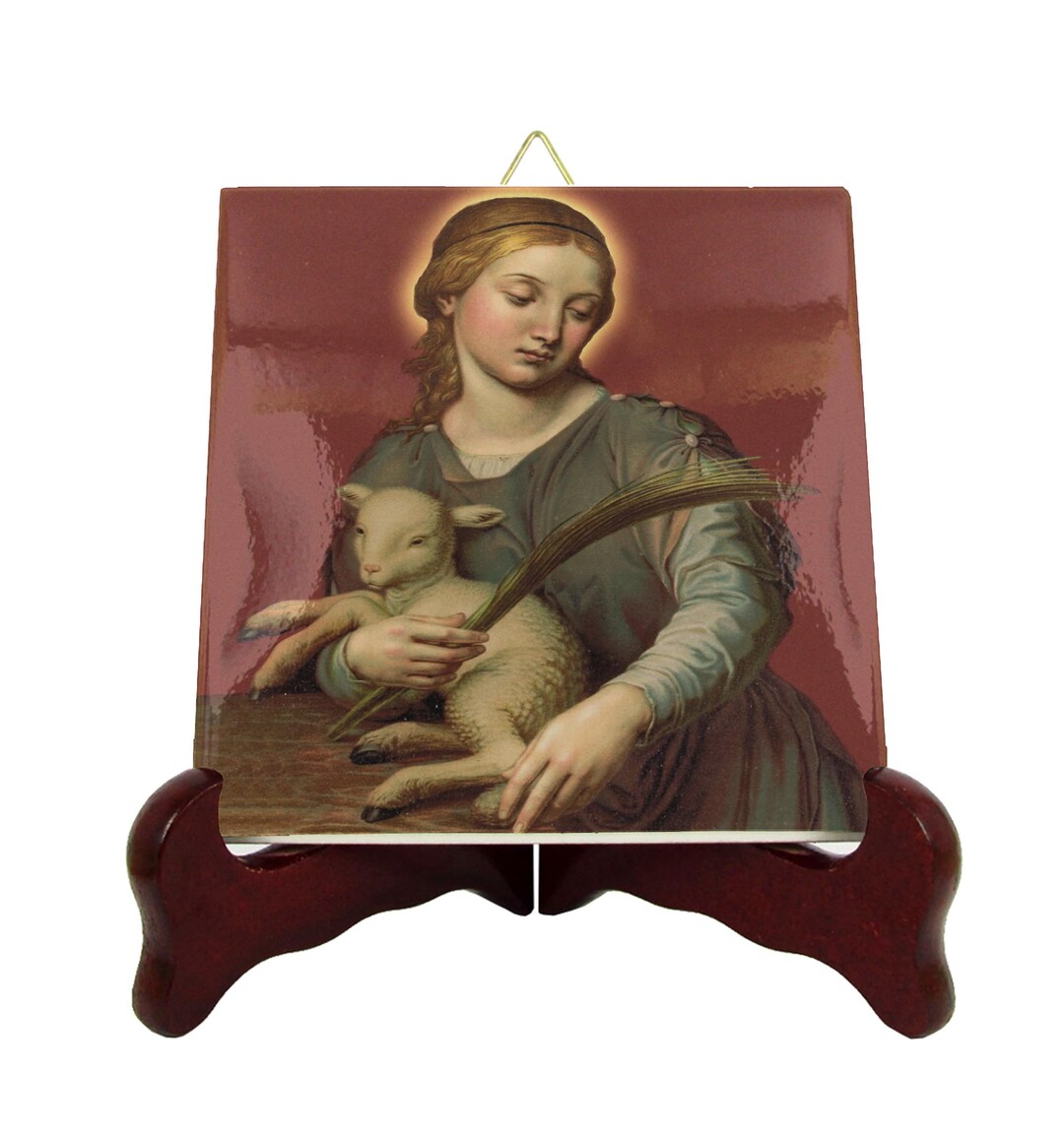 Saint Agnes of Rome Tile: Handmade Catholic Icon, Italian Art - Etsy