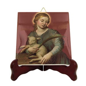 Saint Agnes of Rome Tile: Handmade Catholic Icon, Italian Art - Etsy