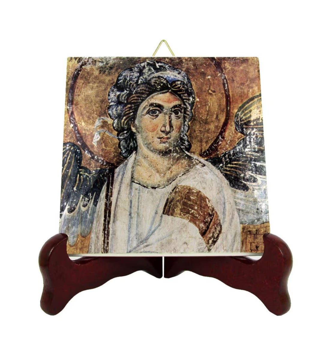 White Angel Ceramic Tile: Serbian Orthodox Icon, Handmade in Italy - Etsy