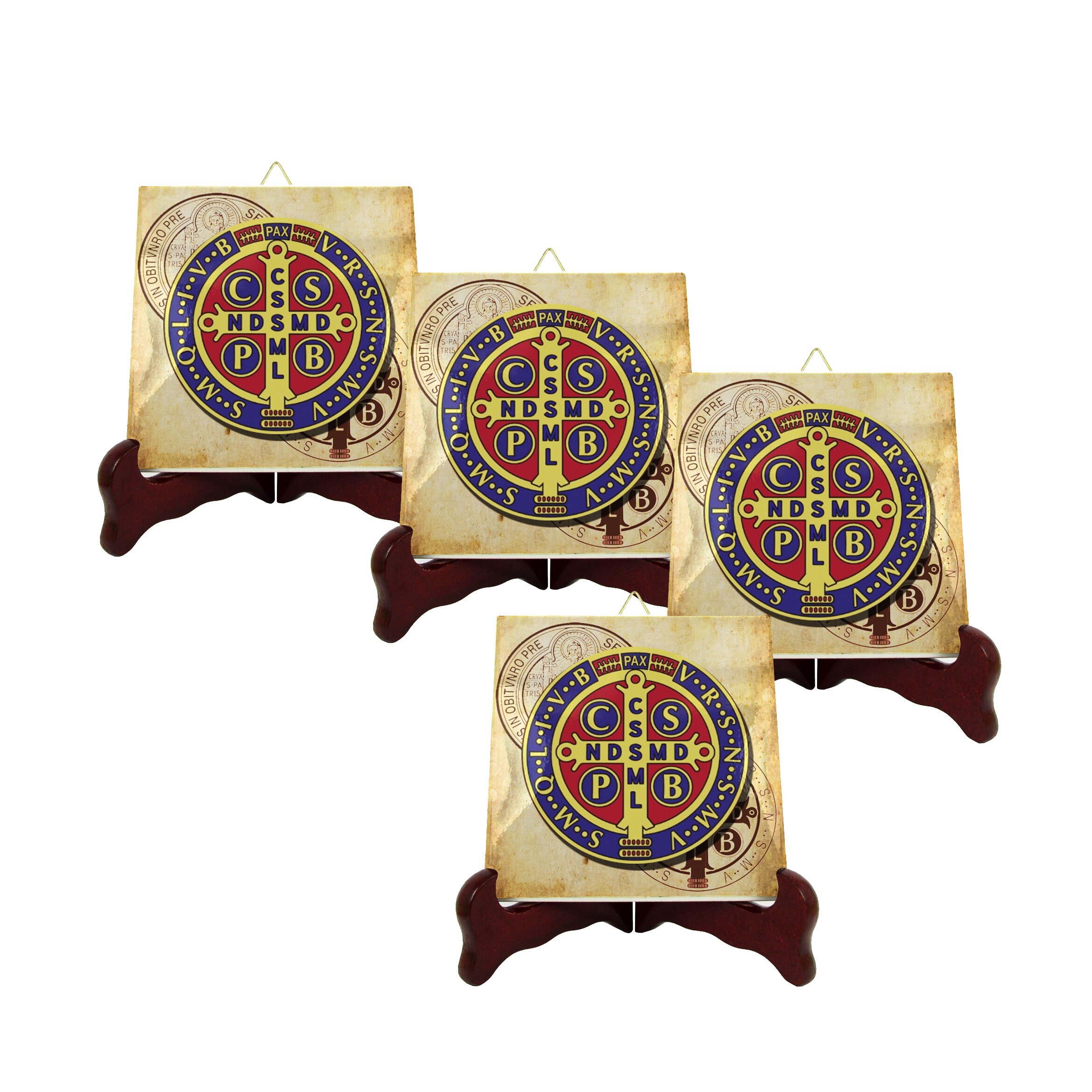 Catholic Coasters Saint Benedict Medal Set of Four Tile | Etsy