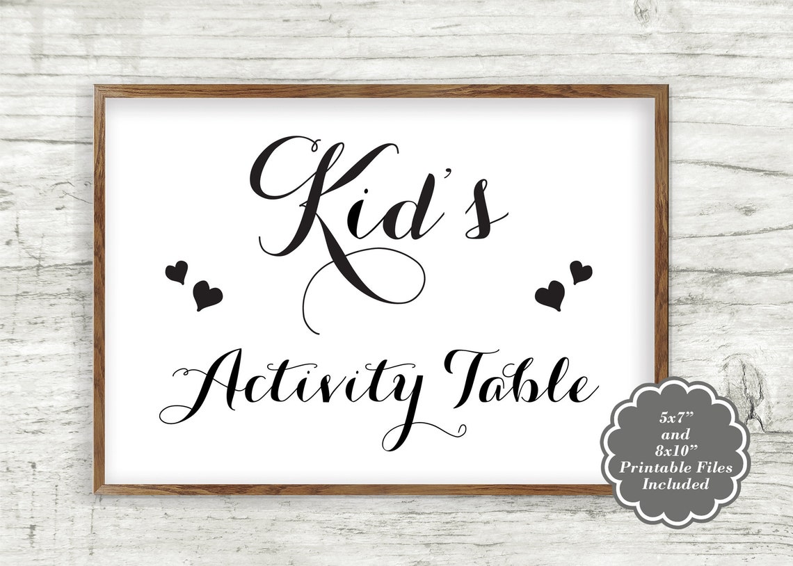 INSTANT DOWNLOAD Printable Kid's Activity Table Sign | Etsy