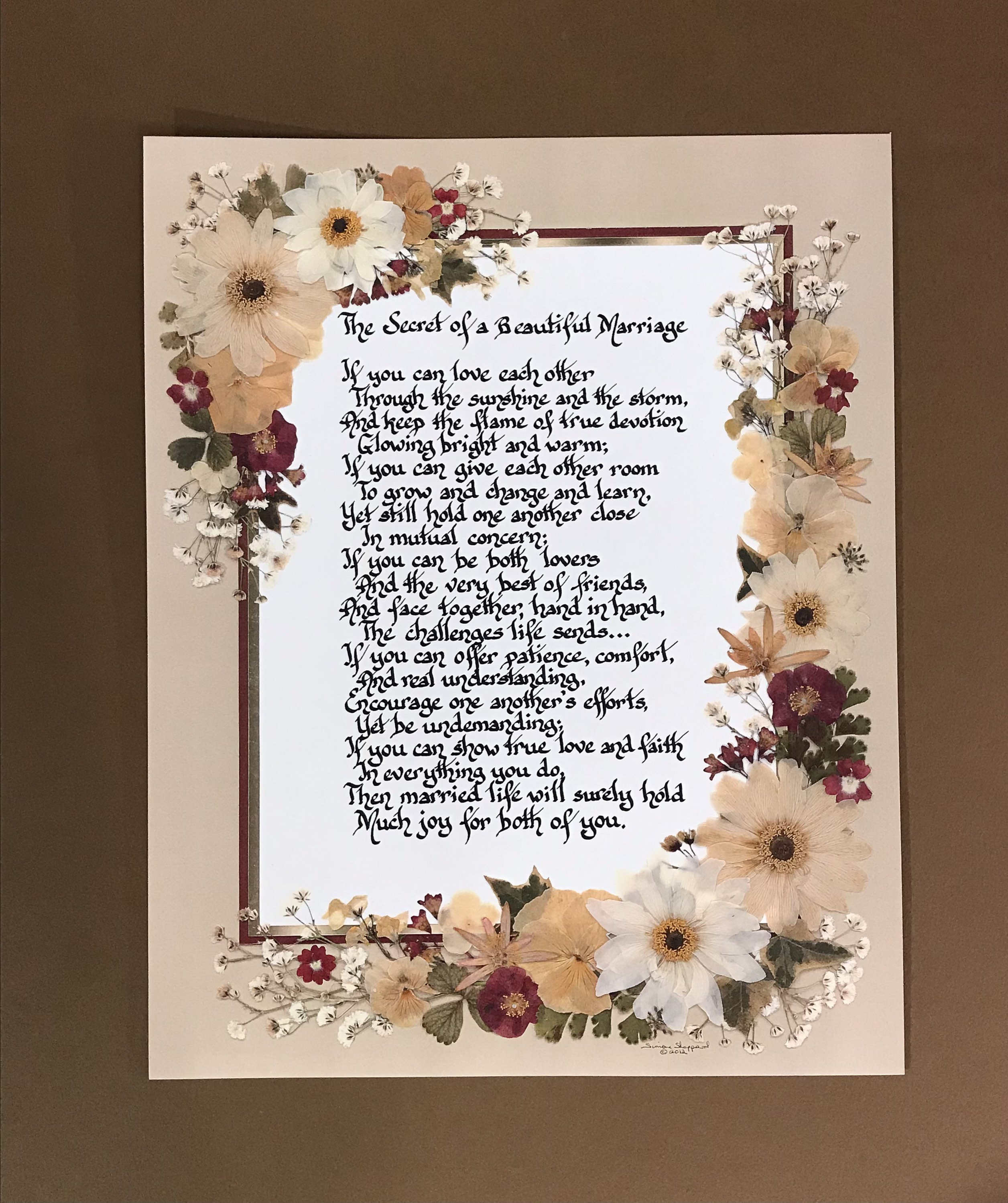 The Secret of a Beautiful Marriage Heartwarming Poem 8x10 | Etsy