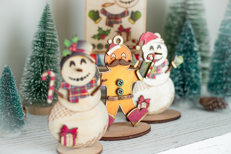 DIY Christmas Ornament Kits, Gingerbread Man & Snowman - Color and ...