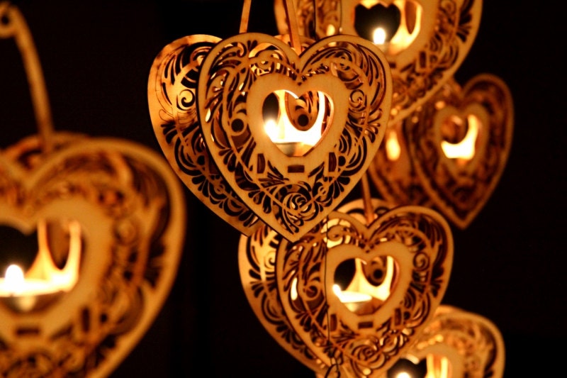 Heartstrings, Hanging Tealight Luminaire Kits. Natural Wood Model Kit ...