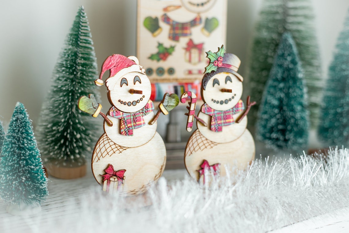 DIY Christmas Ornament Kits Gingerbread Man & Snowman Color | Etsy