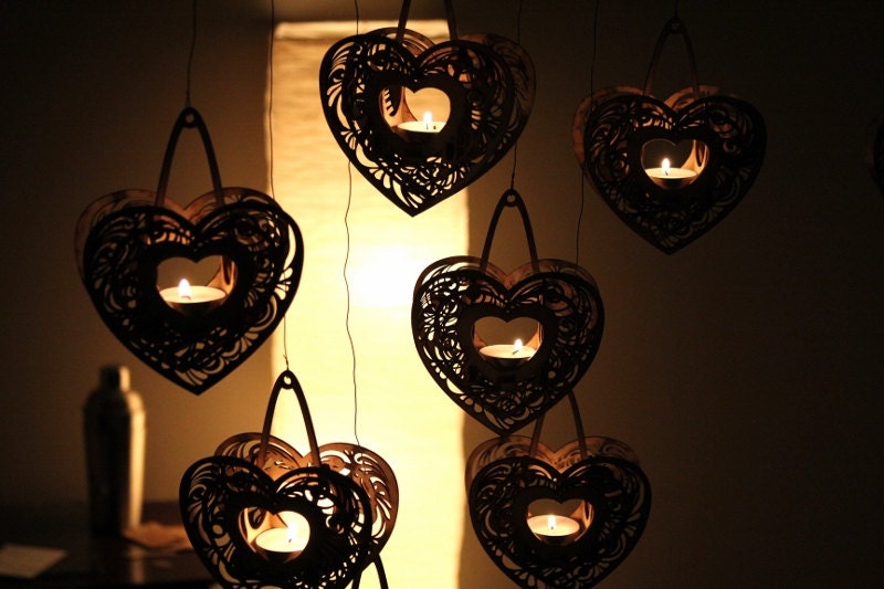 Heartstrings, Hanging Tealight Luminaire Kits. Natural Wood Model Kit ...