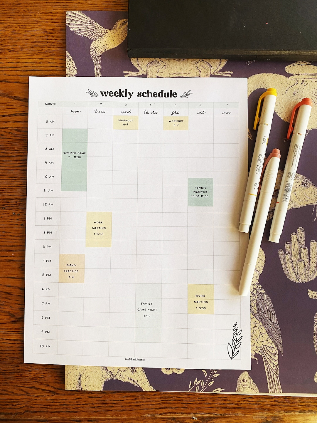Weekly Timetable Schedule - Etsy