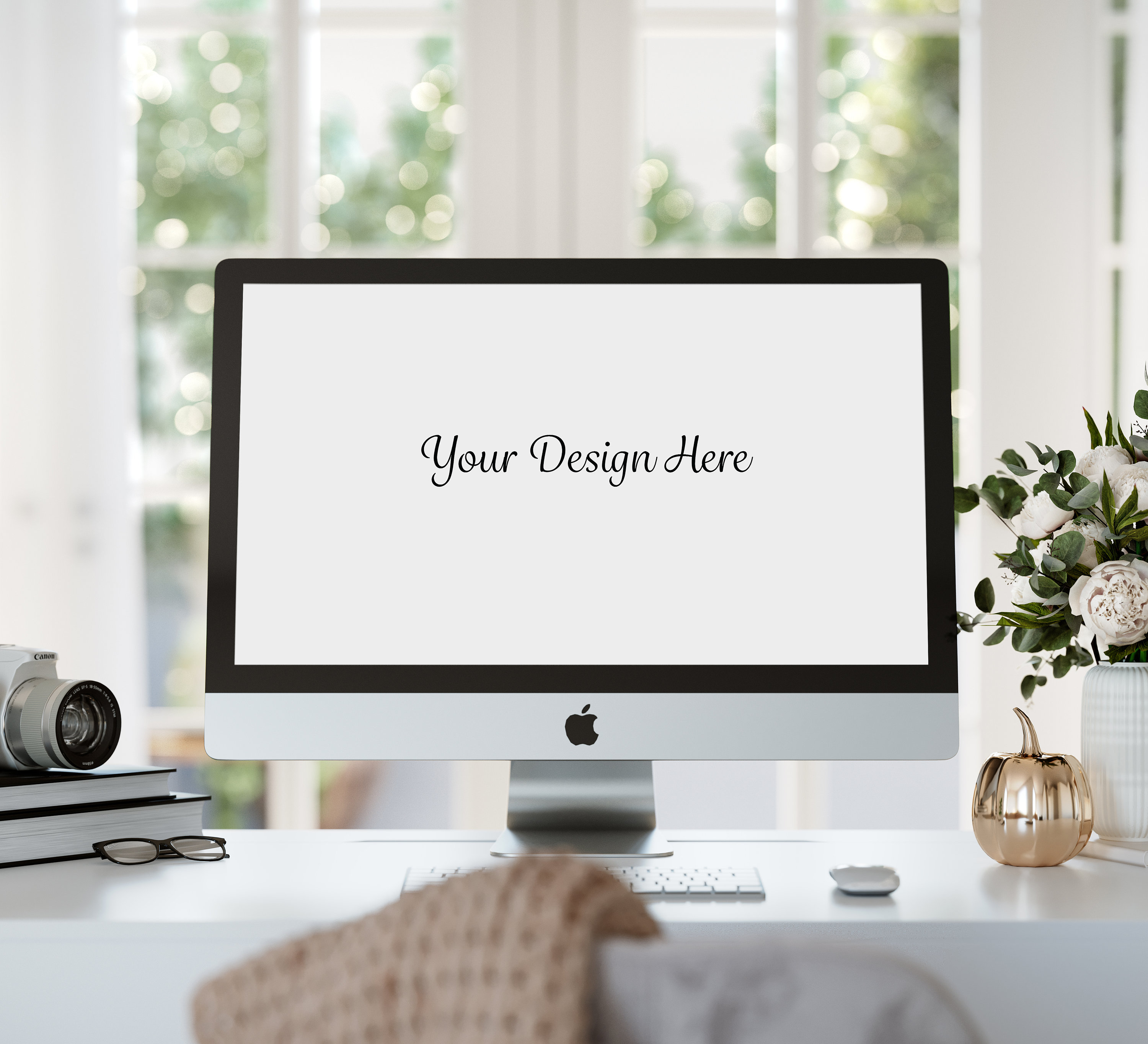 Imac Mockup, Computer Screen Mockup, 3D Study Office Scene, Minimalist ...