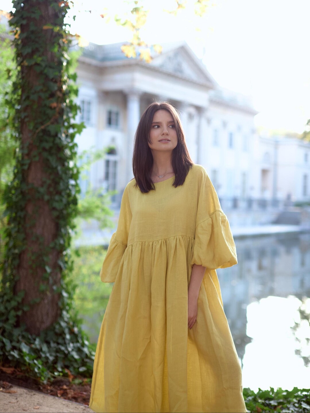 Light Mustard Linen Dress Organic Linen - Etsy