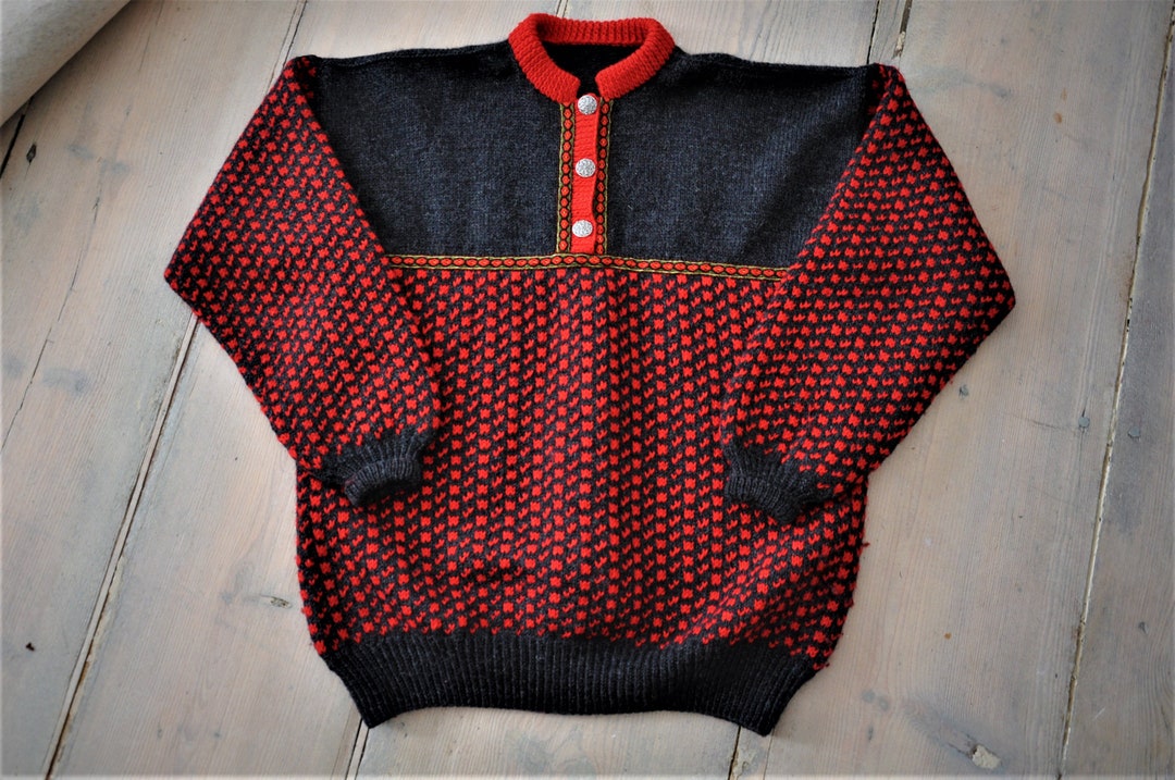 Norwegian Womens Wool Sweater, 80s Nordic Folk Sweater, Scandinavian ...