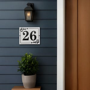 House Number Sign With Floral Border: Horizontal Outdoor Plaque - Etsy