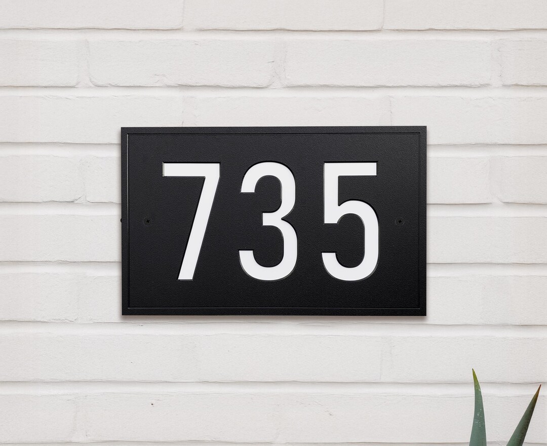House Number Sign: Horizontal Outdoor Plaque in Black - Etsy