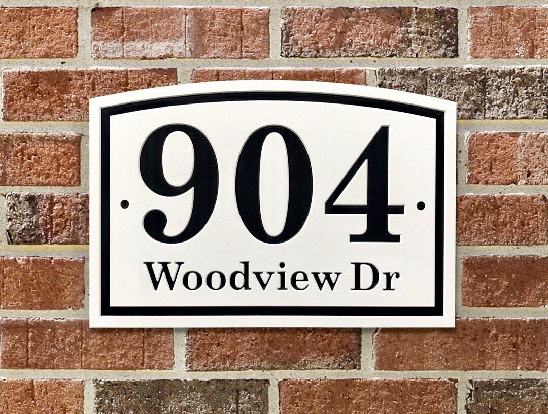 House Numbers - Address Number Sign With Street Name, Horizontal Plaque ...
