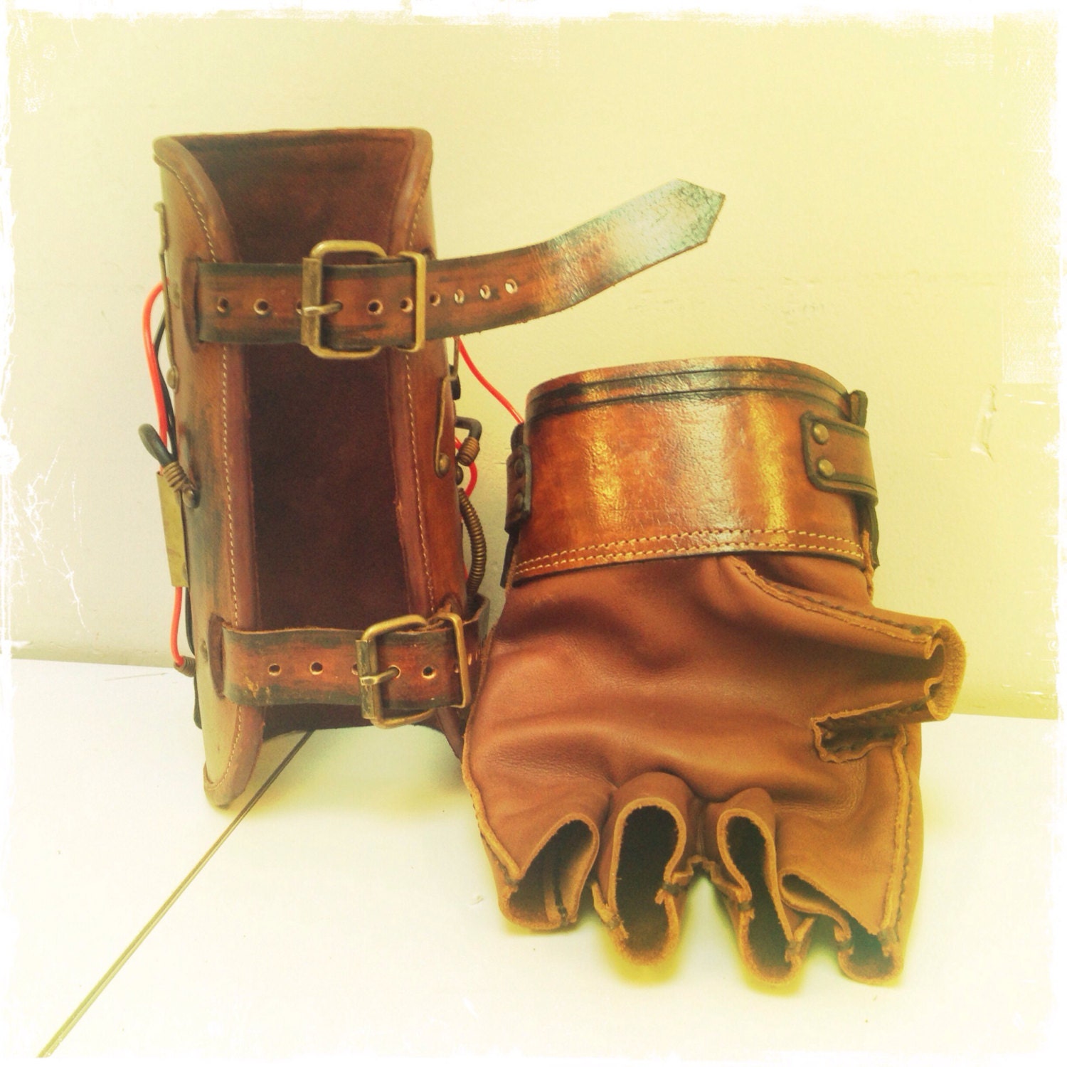 Steampunk clara Contraption Leather, Brass & Light System Cuff ...