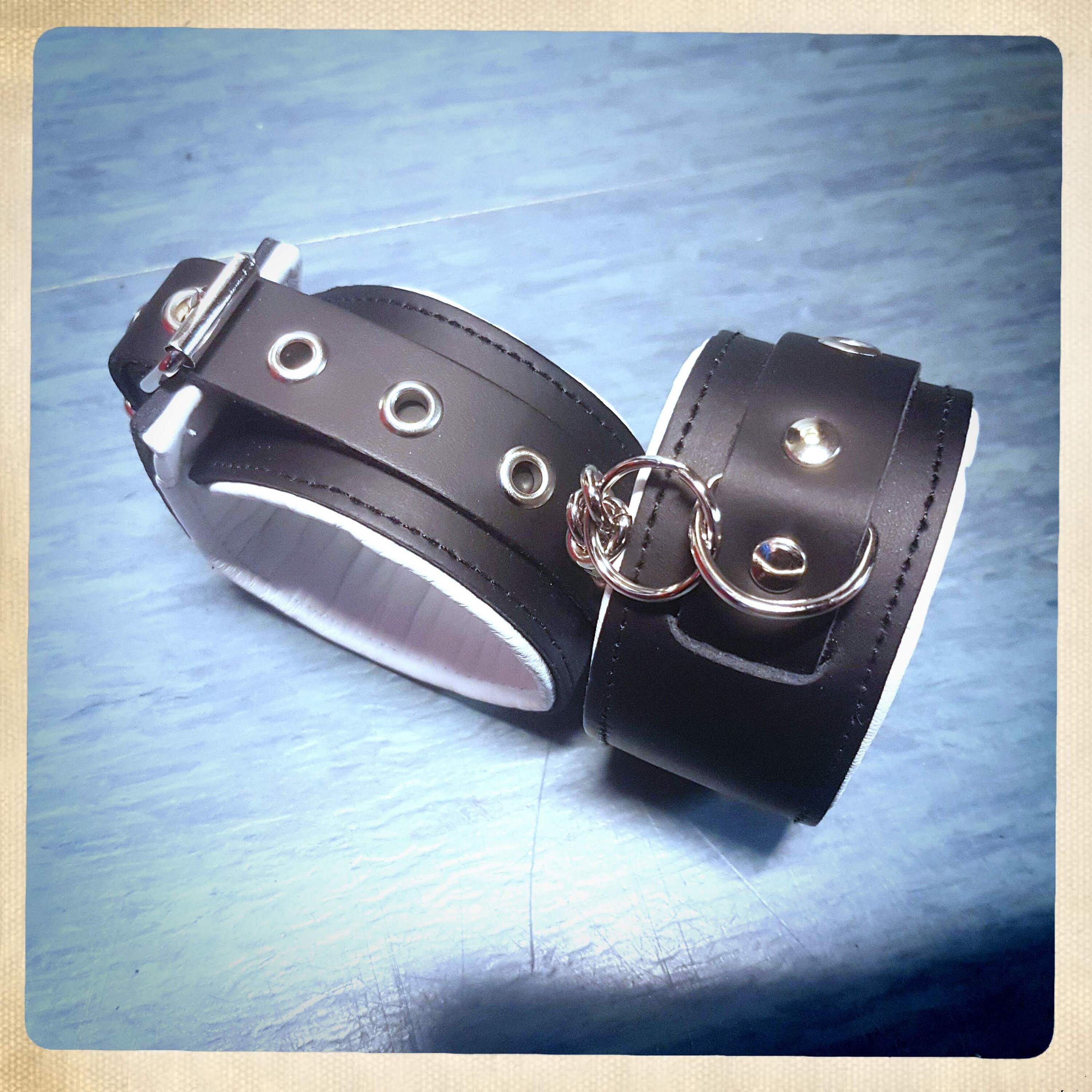 Leather Cuffs / Shackles Handmade in Finland Real Leather - Etsy