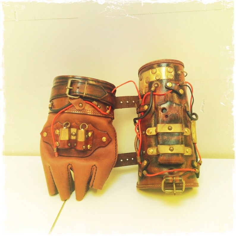Steampunk clara Contraption Leather, Brass & Light System Cuff ...