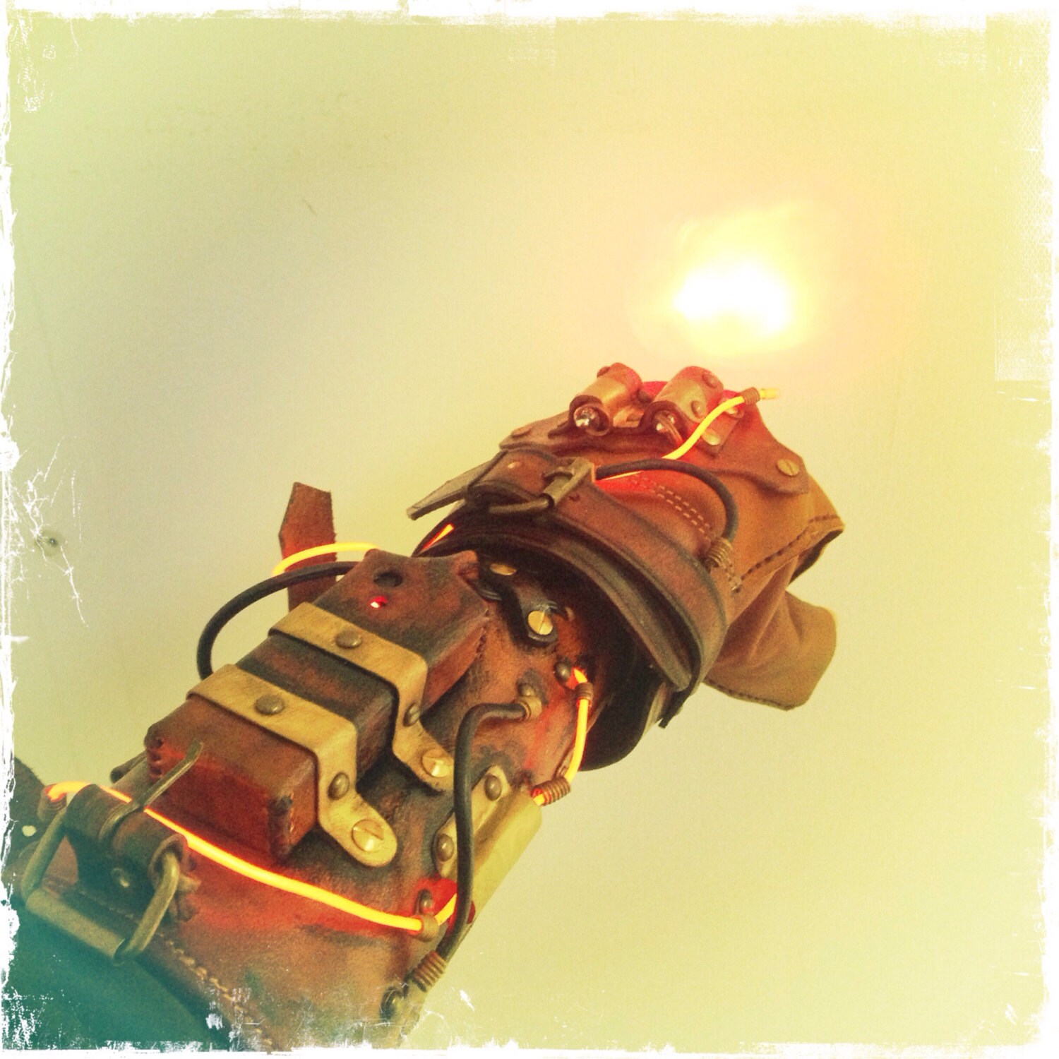 Steampunk clara Contraption Leather, Brass & Light System Cuff ...