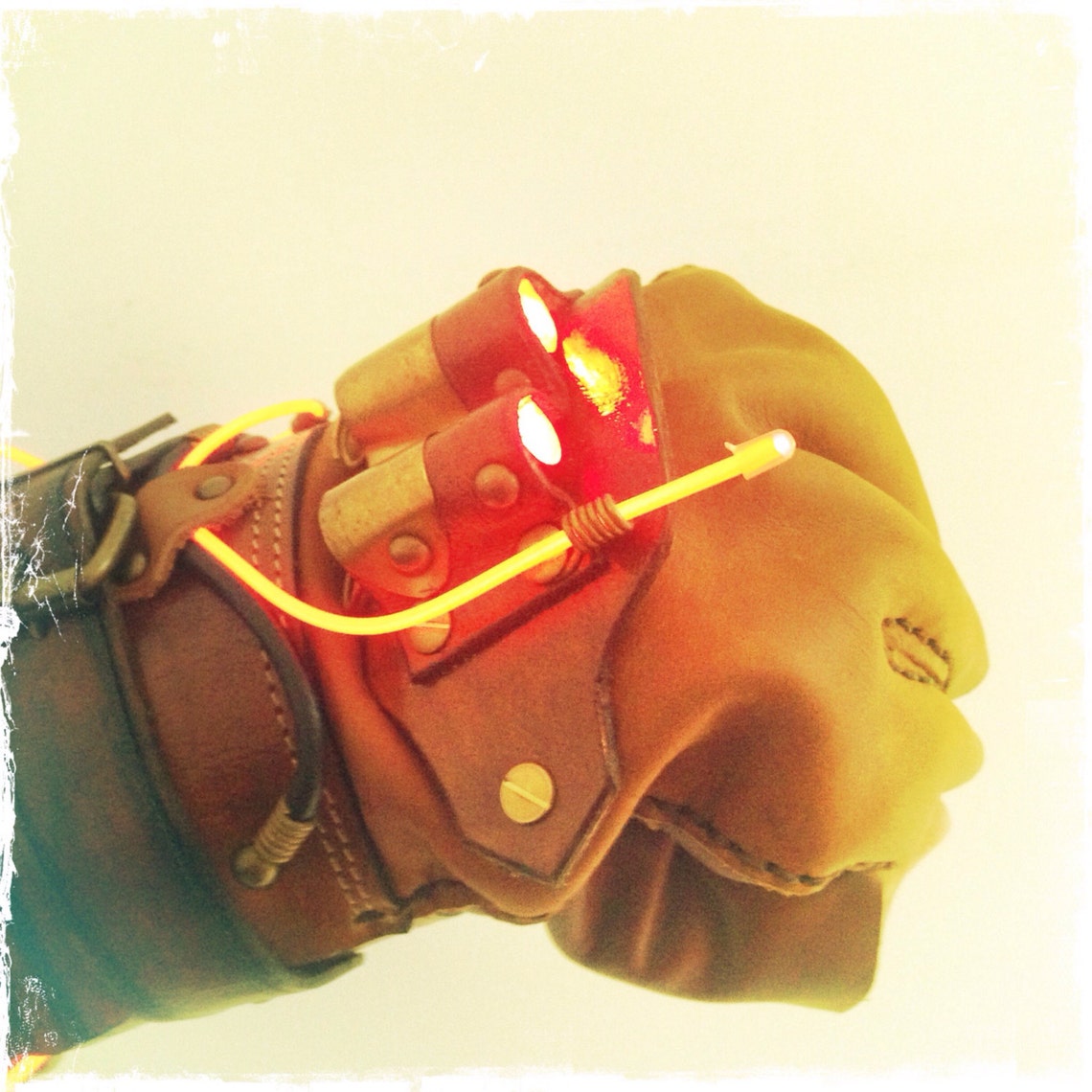 Steampunk clara Contraption Leather, Brass & Light System Cuff ...