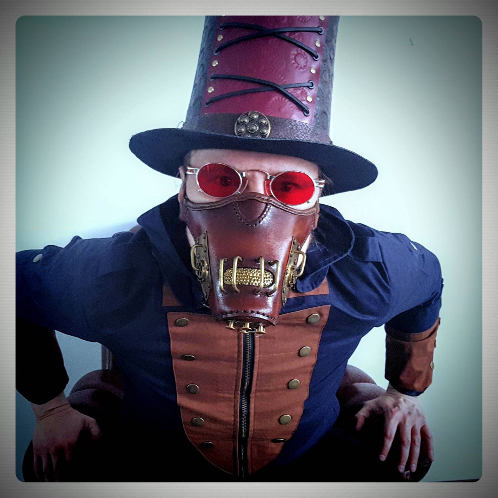 Half-long Mask Steam Punk Style / Stud & Brass / Handmade (SPM45) - Etsy