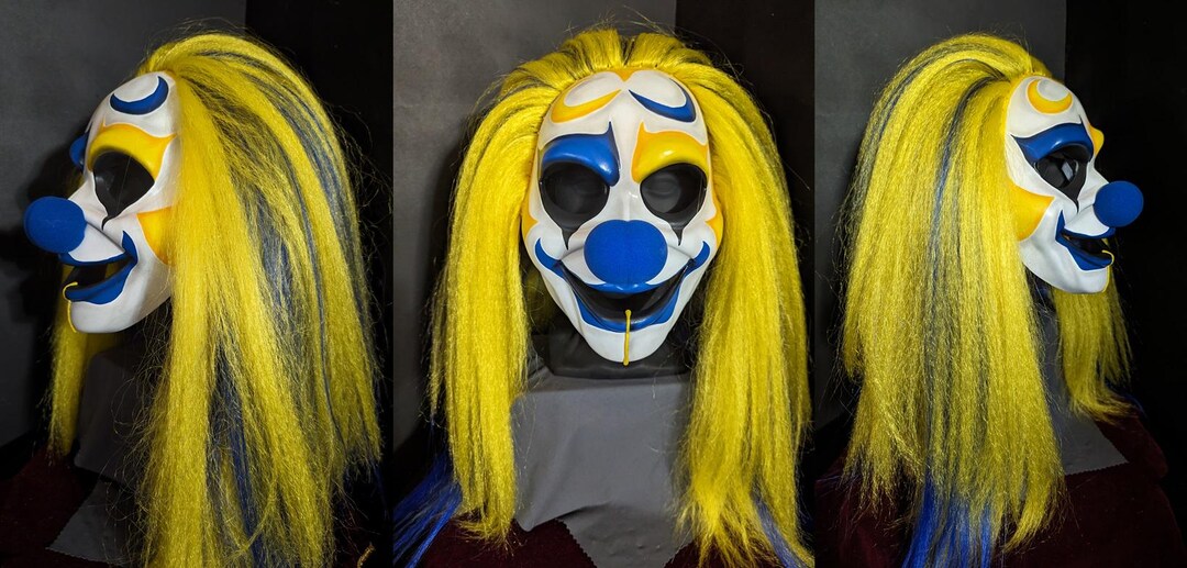 Yellow & Blue Clown Mask - Etsy